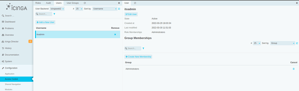Can't find where to define email addresses or select users for notifications in icingaweb2 and ...