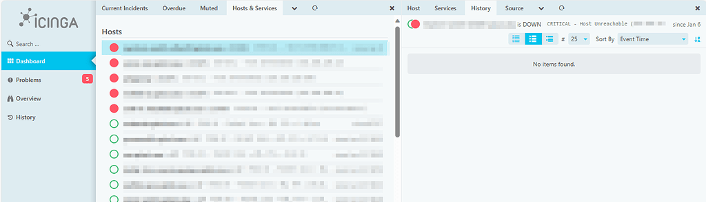 Icinga Web 2: History is empty with "No items found." - Icinga Web 2 - Icinga Community